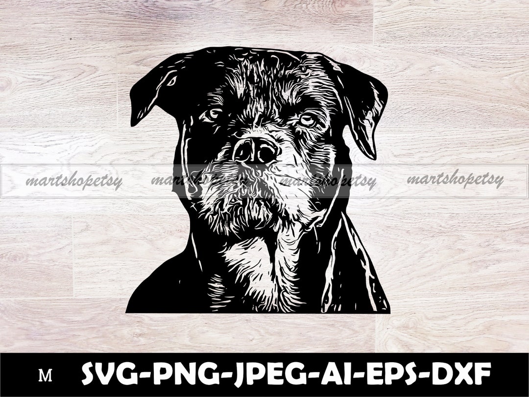 Rottweiler 1 Svg-png-eps-dxf-jpeg, Pet Lover, Dog Svg, Dog Face Svg ...