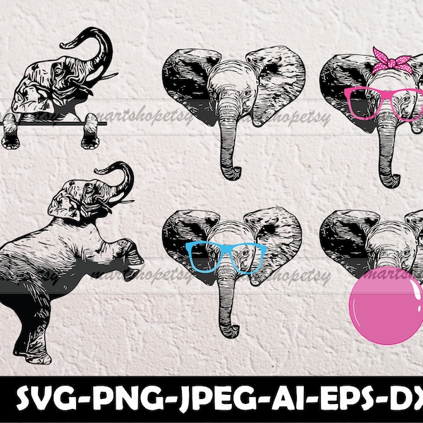 Elephant With Sunglasses Svg - Etsy