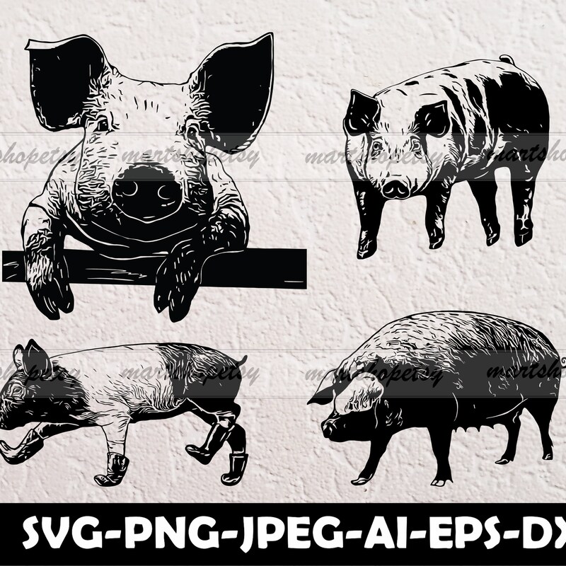 Pig With Glasses Svg - Etsy