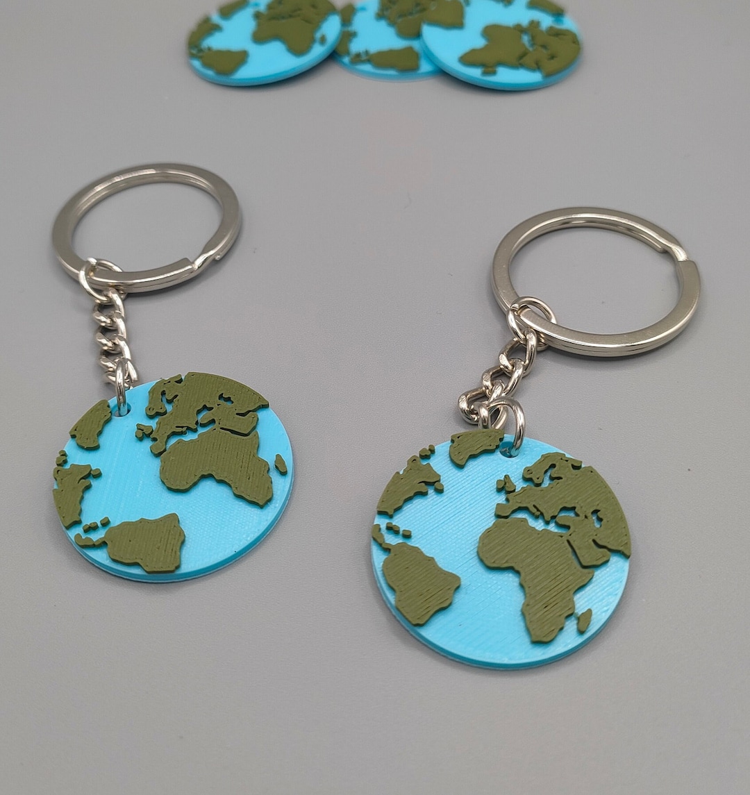 Earth World Map Keychain Plaque Pendant 3D Printing - Etsy
