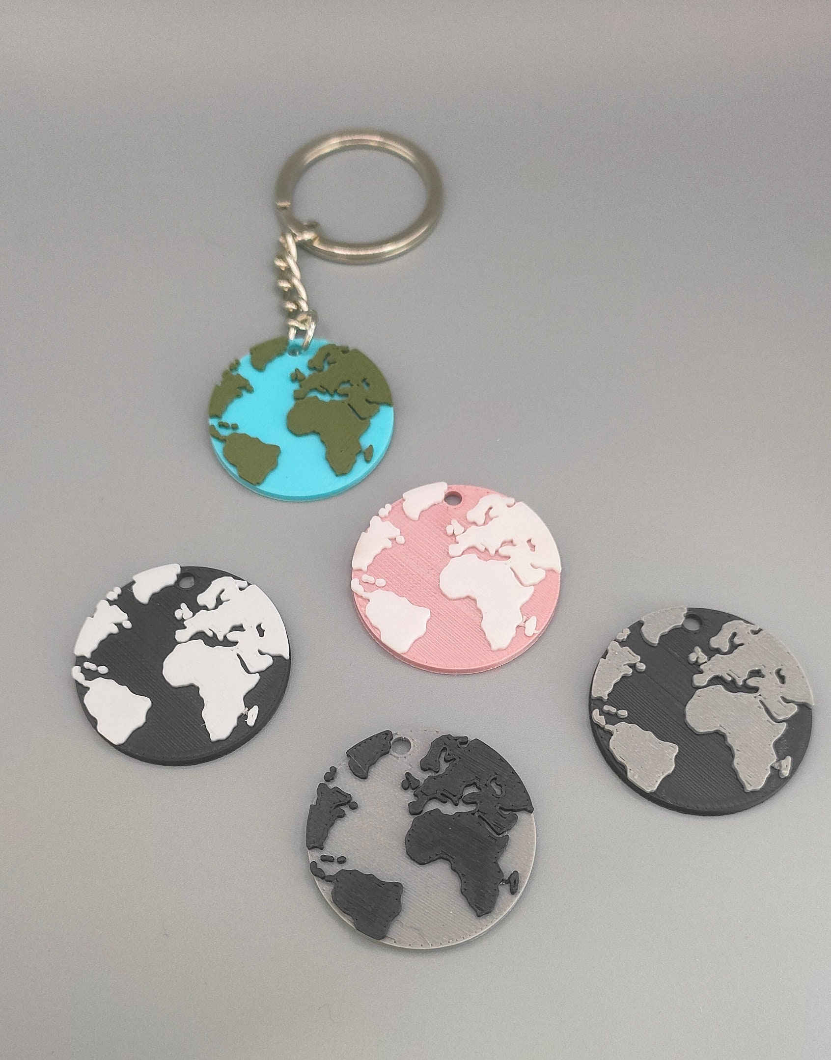 Earth World Map Keychain Plaque Pendant 3D Printing - Etsy