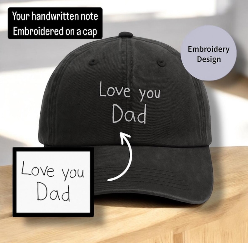 Custom Embroidered Cap With Your Child’s Drawing or Handwriting ...