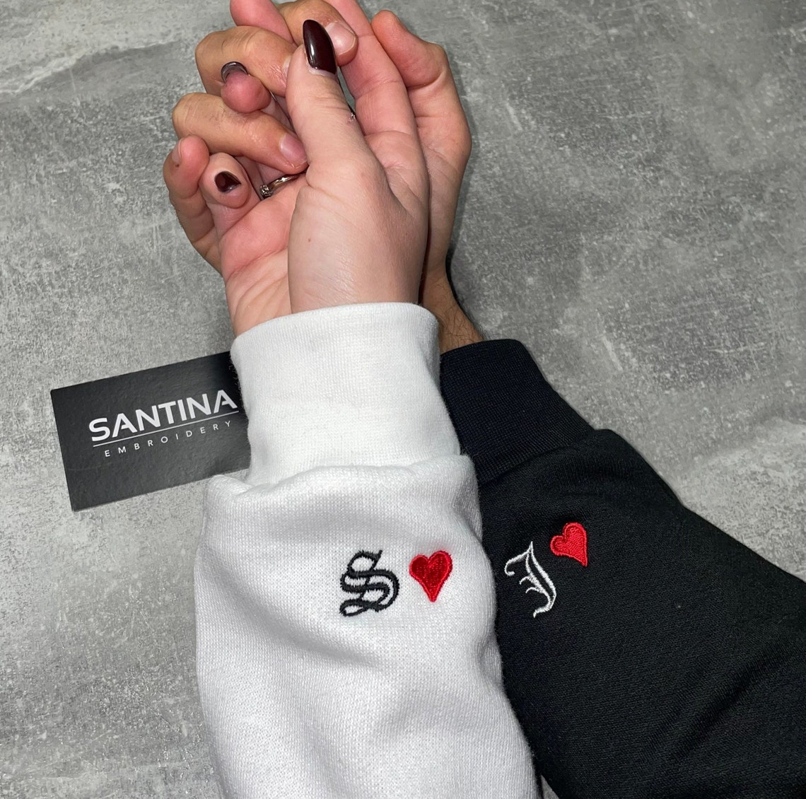 Personalised Sleeve Initial Hoodie, Embroidered Sweatshirt, Old English ...