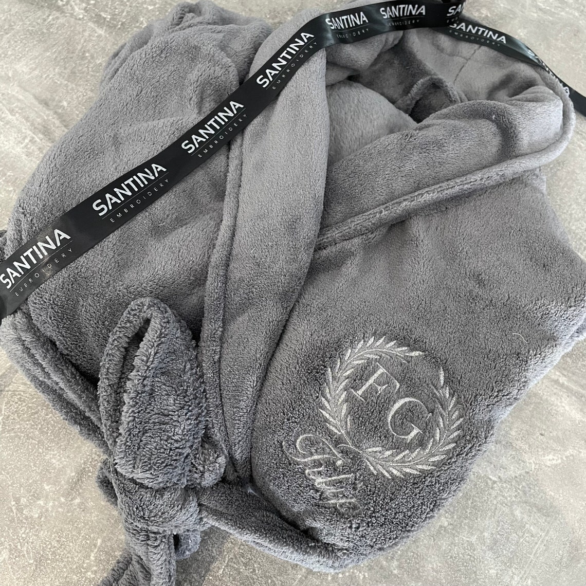 Personalised Embroidered Custom Bath Robe Initials Monogrammed Unisex ...