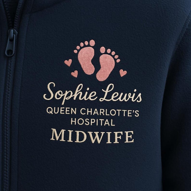 Personalised Embroidered Midwife Custom Fleece Full Zip Jacket. Health ...