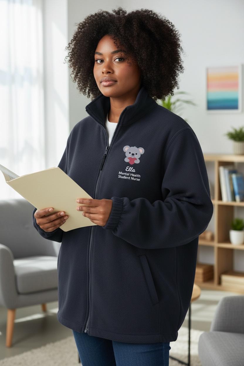 Personalised Embroidered Fleece Zip Jacket for Health Workers, Carers ...