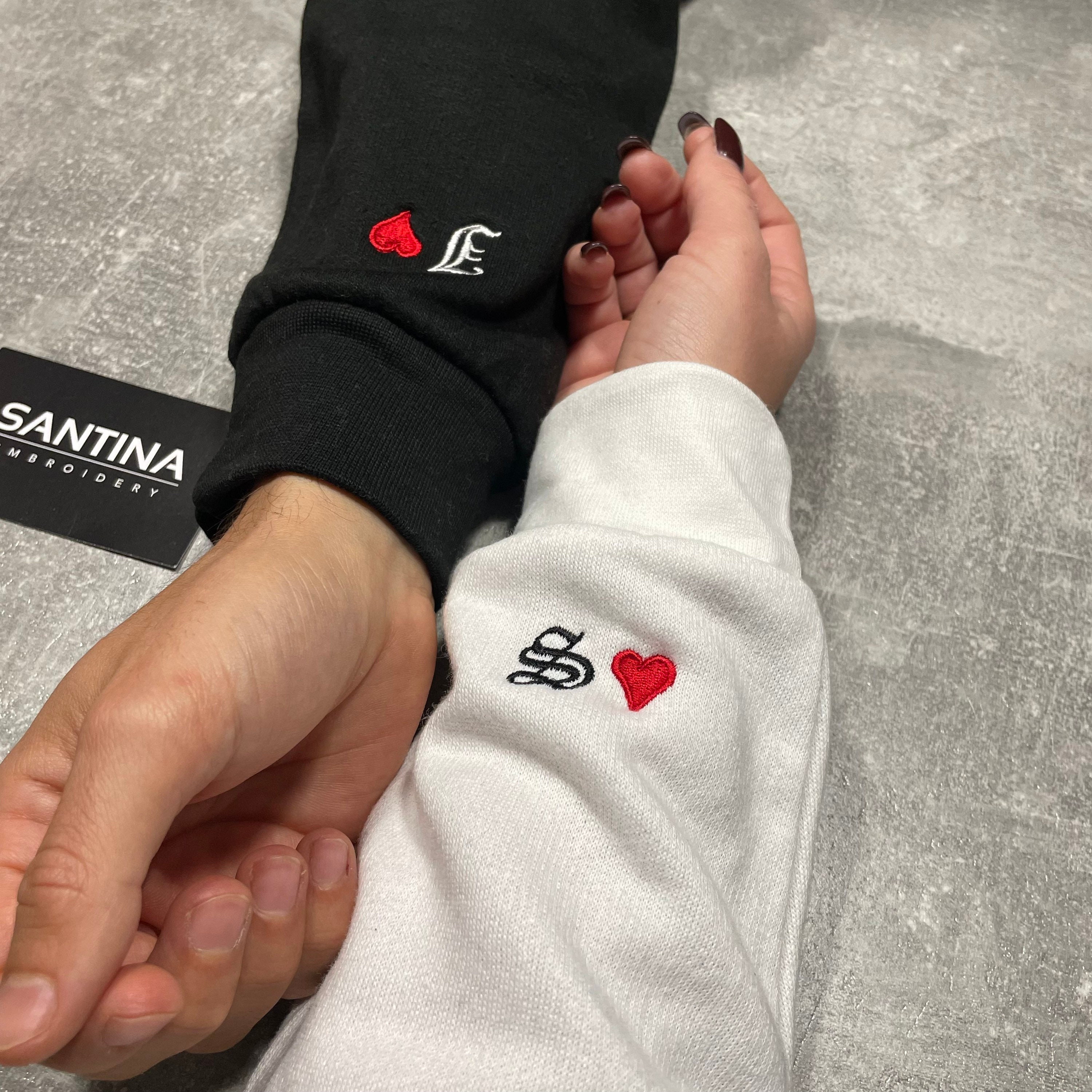 Personalised Sleeve Initial Hoodie, Embroidered Sweatshirt, Old English ...