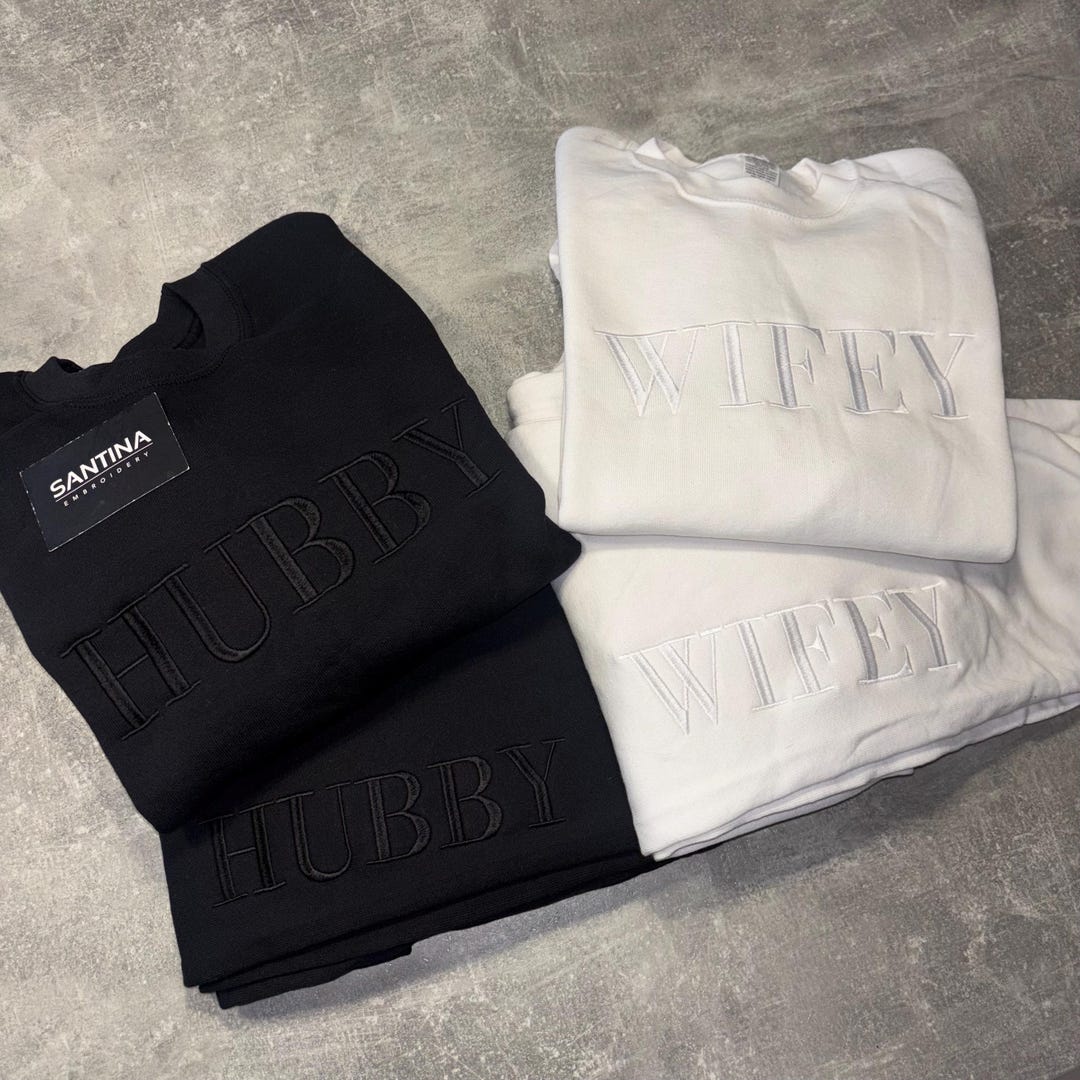 Personalized Wifey Hubby Embroidered Tracksuit, Bridal Sweatpants Set ...