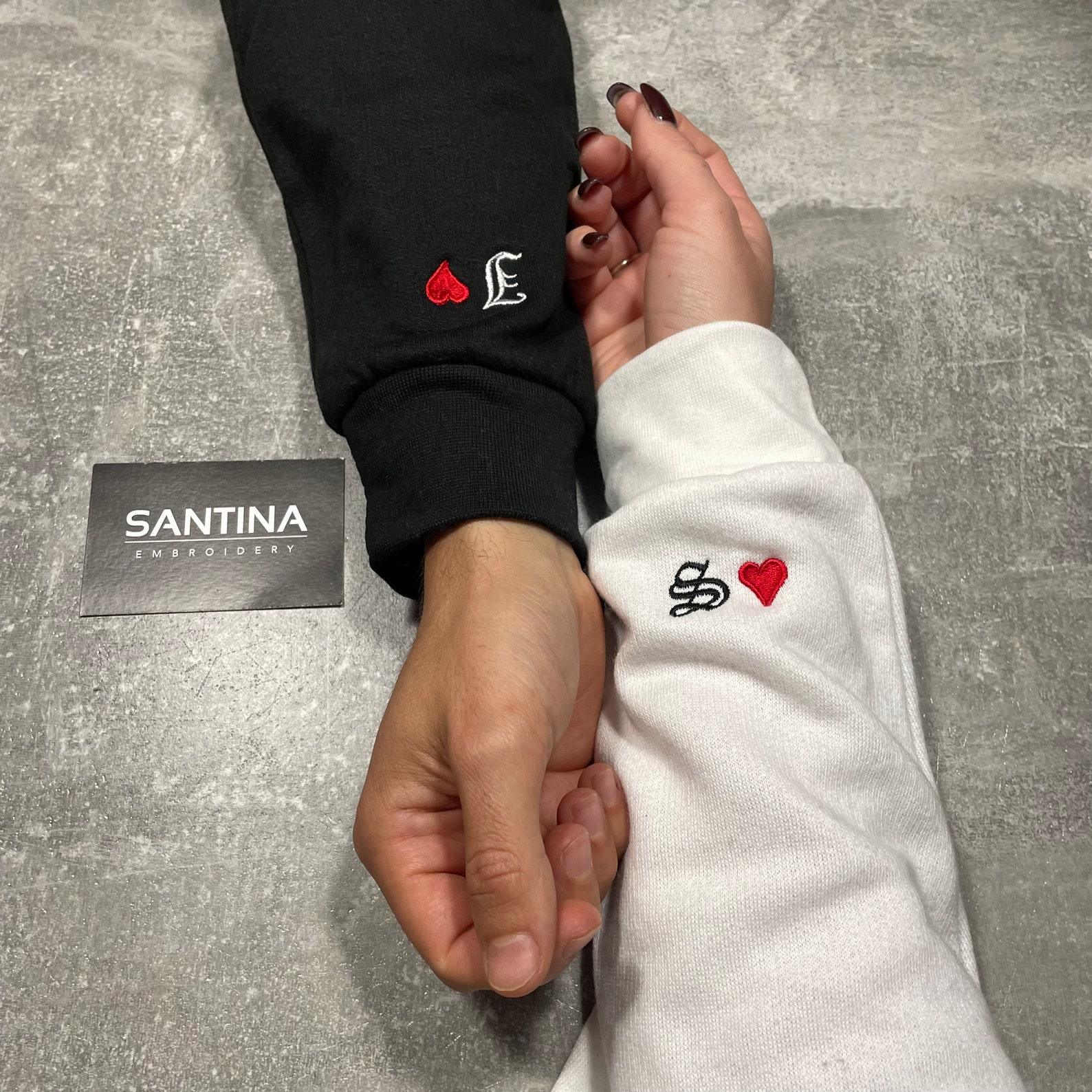 Personalised Sleeve Initial Hoodie, Embroidered Sweatshirt, Old English ...