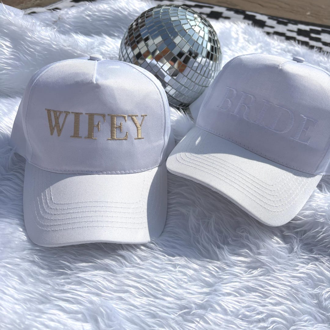 Custom Embroidered Bridal Summer Cap, Wifey Bride Hubby Matching Hats ...