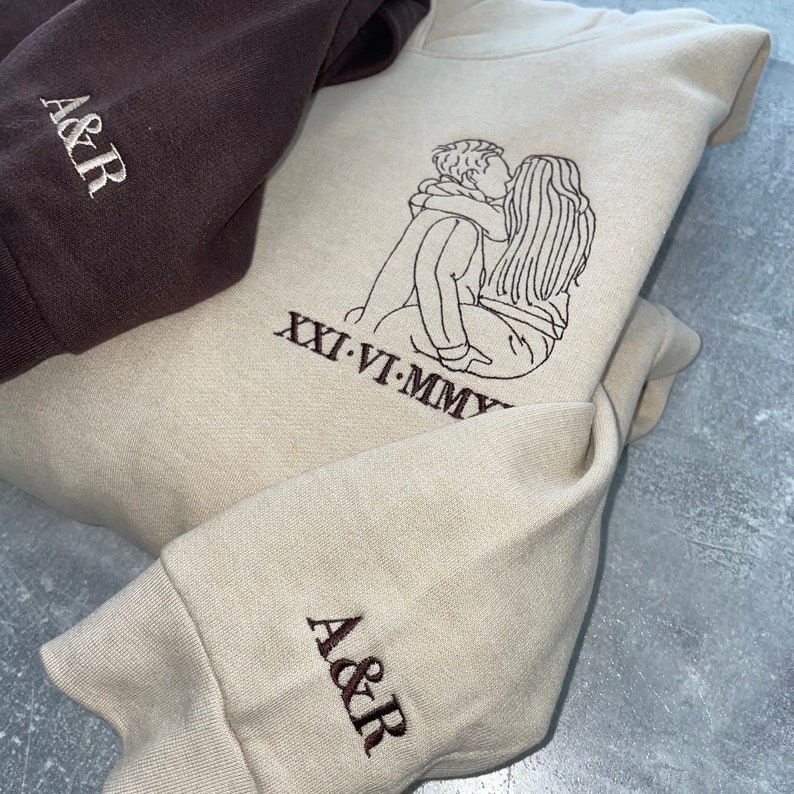 Custom Embroidered Portrait Outline Sweatshirt or Hoodie, Photo Outline ...