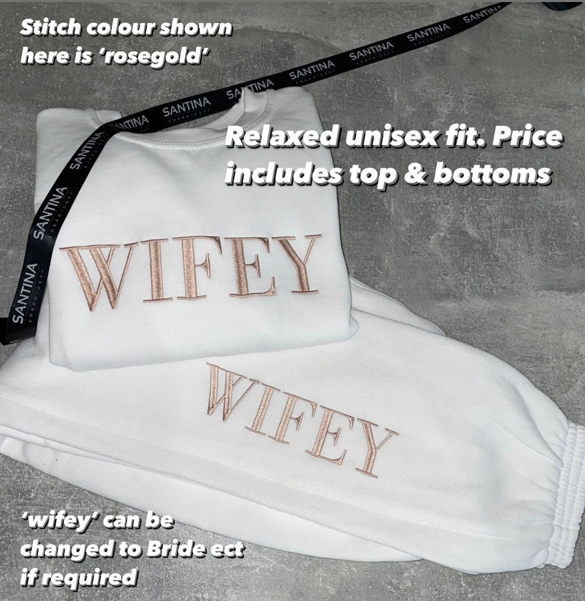 Personalized Bridal Tracksuit, Embroidered Wifey Sweatshirt, Wedding ...