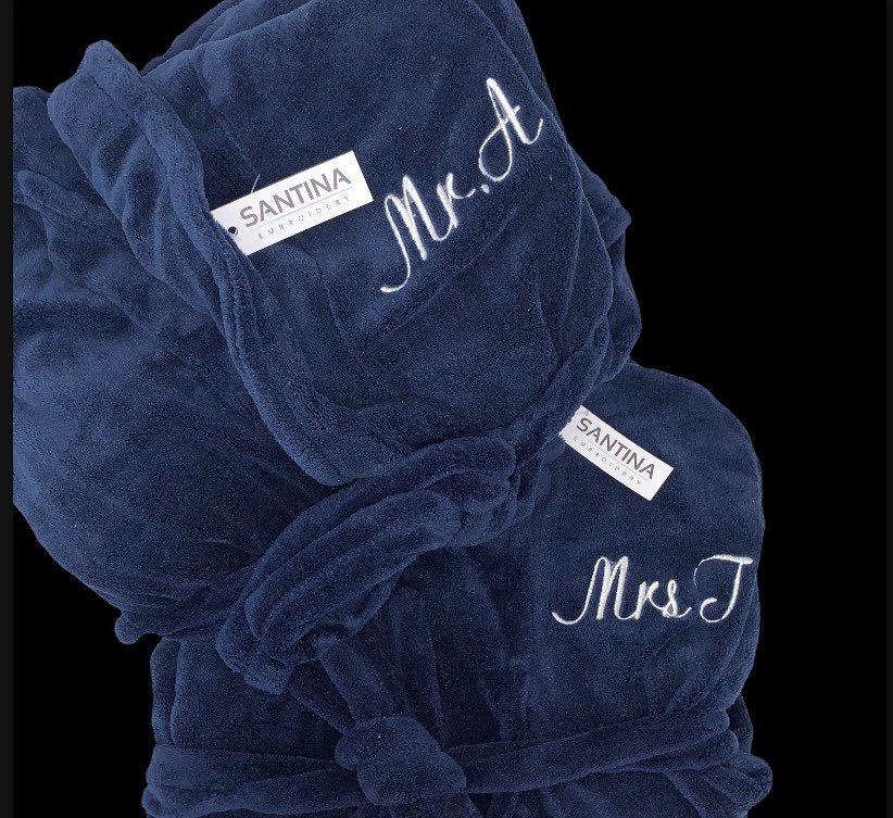 2robes Personalised Embroidered Couples Robes,anniversary Wedding ...