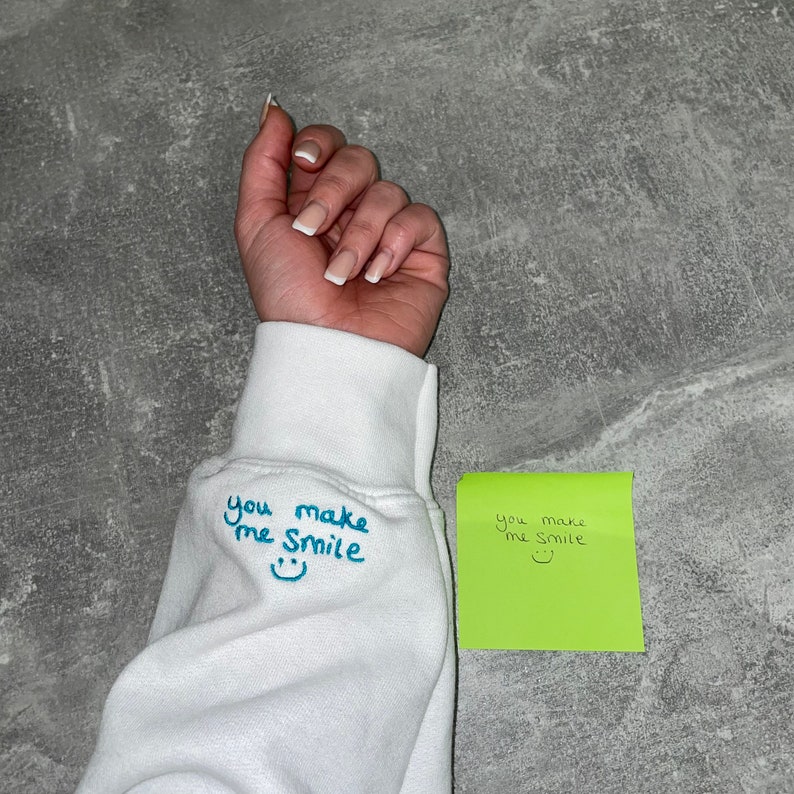 Embroidered Your HANDWRITING Personalised Sweatshirt Unisex Couples ...