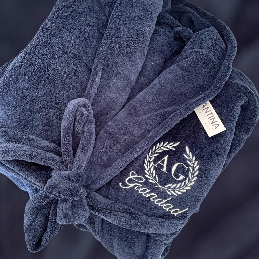Personalised Embroidered Custom Bath Robe Initials Monogrammed Unisex ...