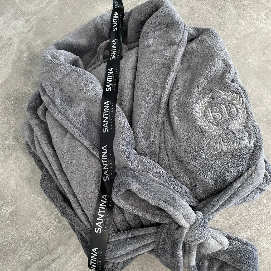 Personalised Embroidered Custom Bath Robe Initials Monogrammed Unisex ...