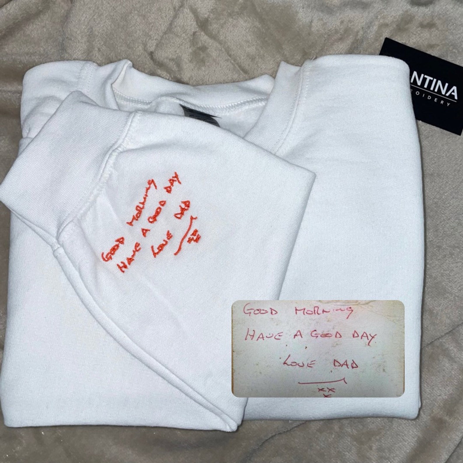 Embroidered Your HANDWRITING Personalised Sweatshirt Unisex Couples ...