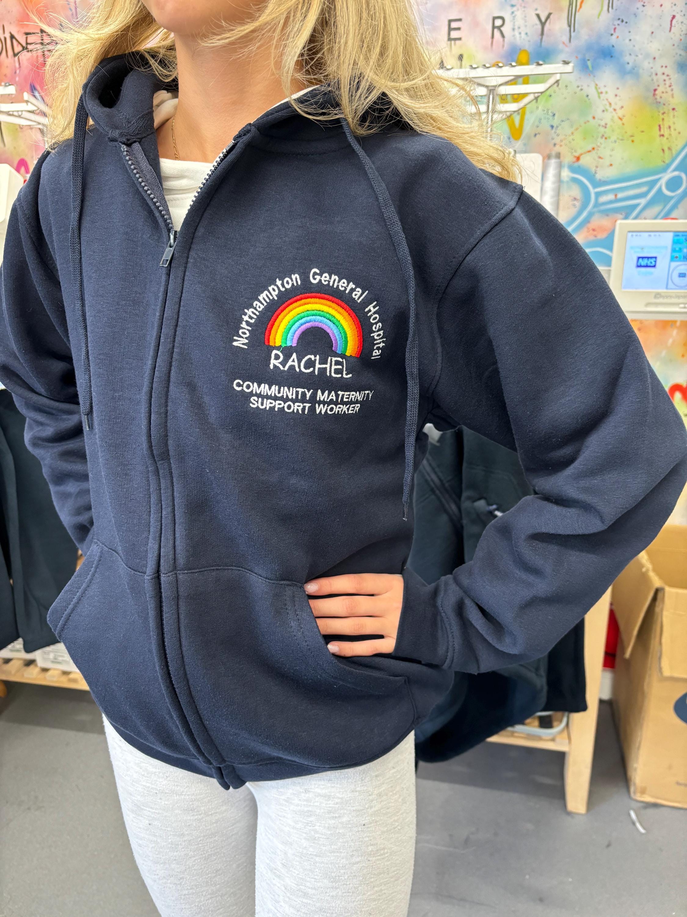 Personalised Rainbow Healthcare Worker Logo Zip up UNISEX Hoodie ...