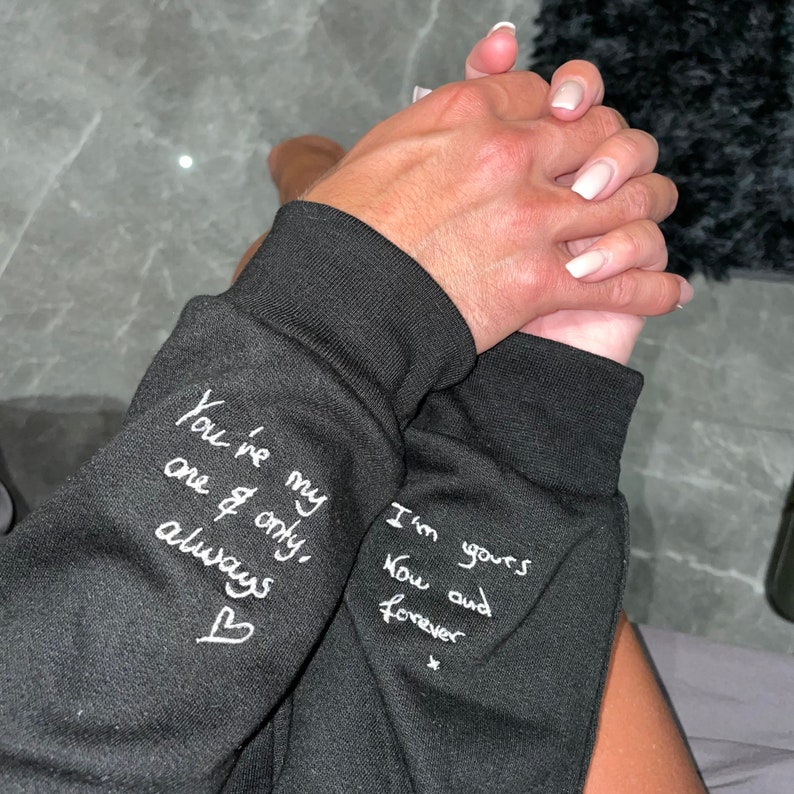 Embroidered Your HANDWRITING Personalised Sweatshirt Unisex Couples ...
