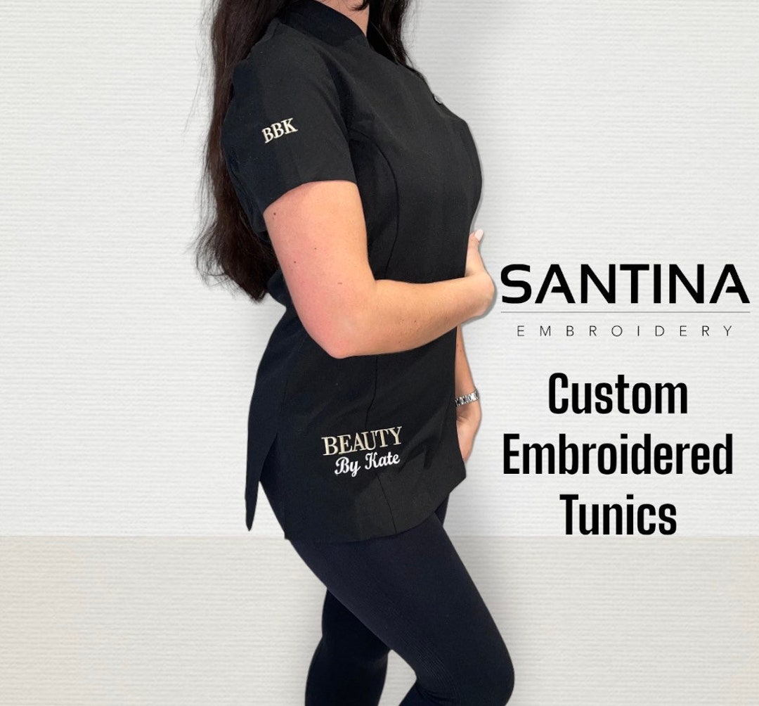 Custom Embroidered Beauty Tunic, Salon Uniform, Lash Nail Tech Make up ...