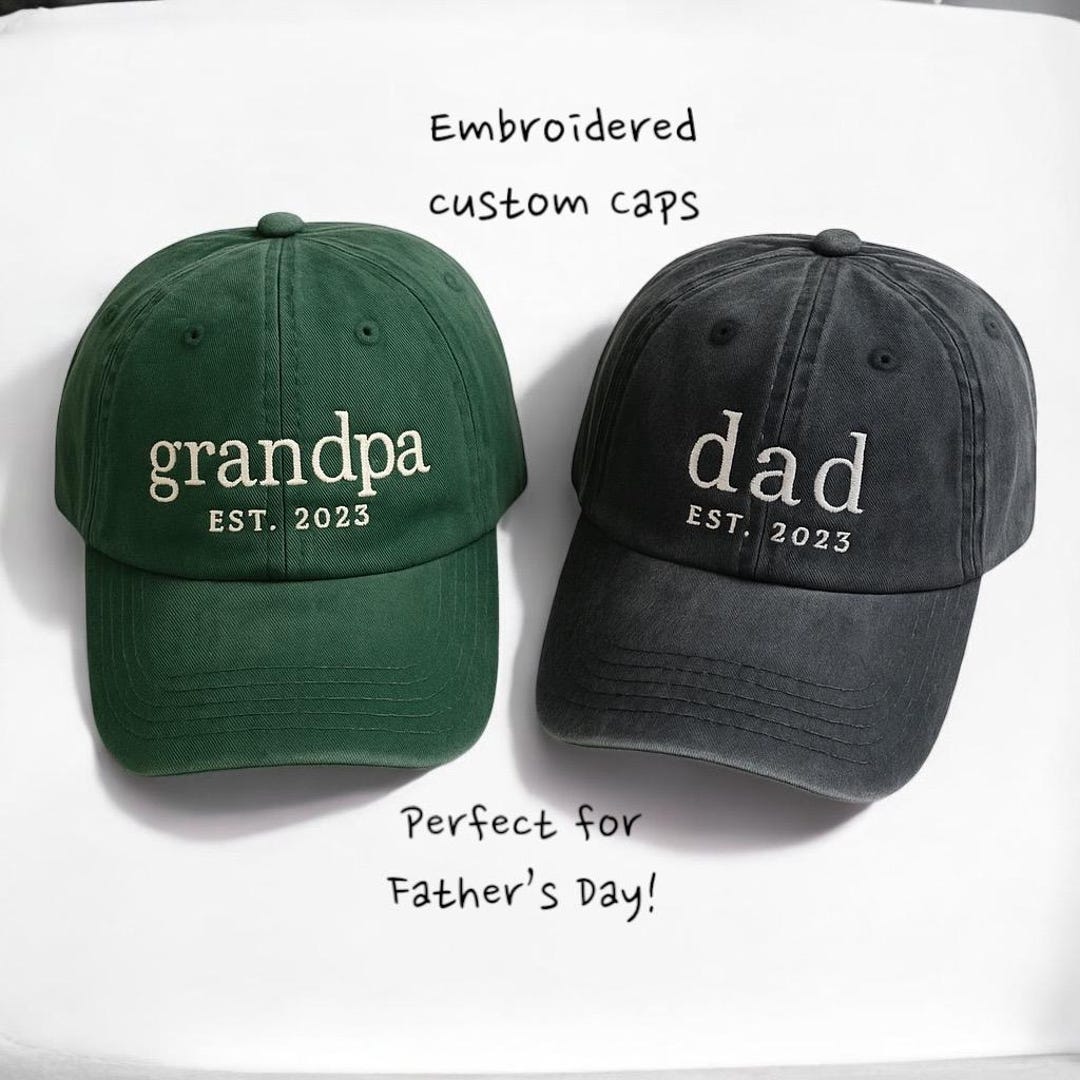 Custom Embroidered Cap Personalised, Grandpa Cap With Date, Dad Hat ...