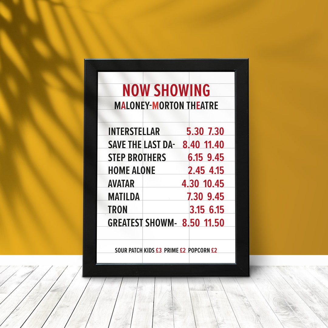Cinema Marquee Print, Movie Room Poster Add Your Favourite Movies Retro ...