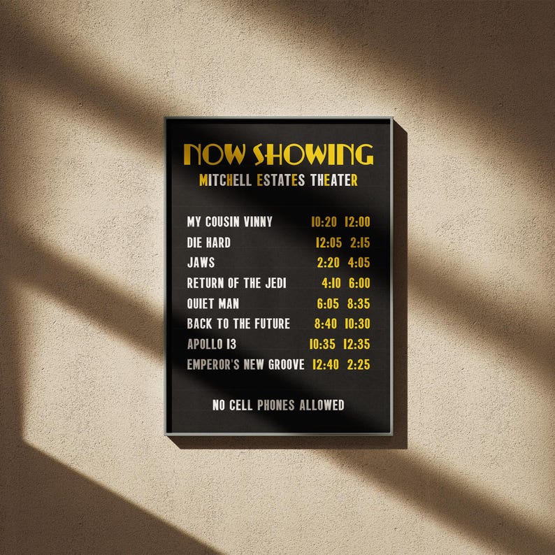 Personalised Retro Cinema Listings Poster: Home Theatre Decor - Etsy