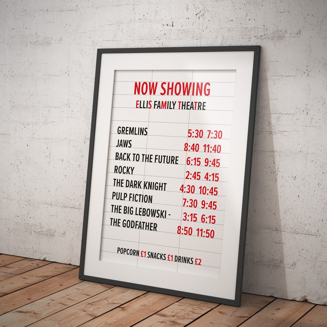 Cinema Marquee Print, Movie Room Poster - Add Your Favourite Movies ...