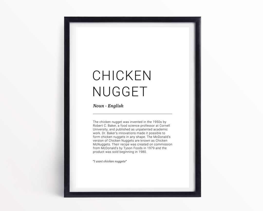 Chicken Nugget Description Funny Food Definition Kitchen - Etsy