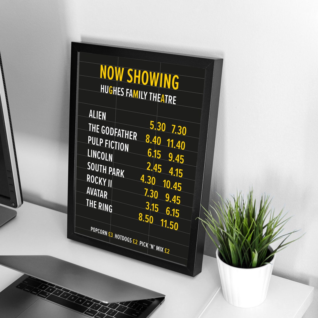 Personalised Retro Cinema Listings Poster, Home Theatre Room, Movie ...