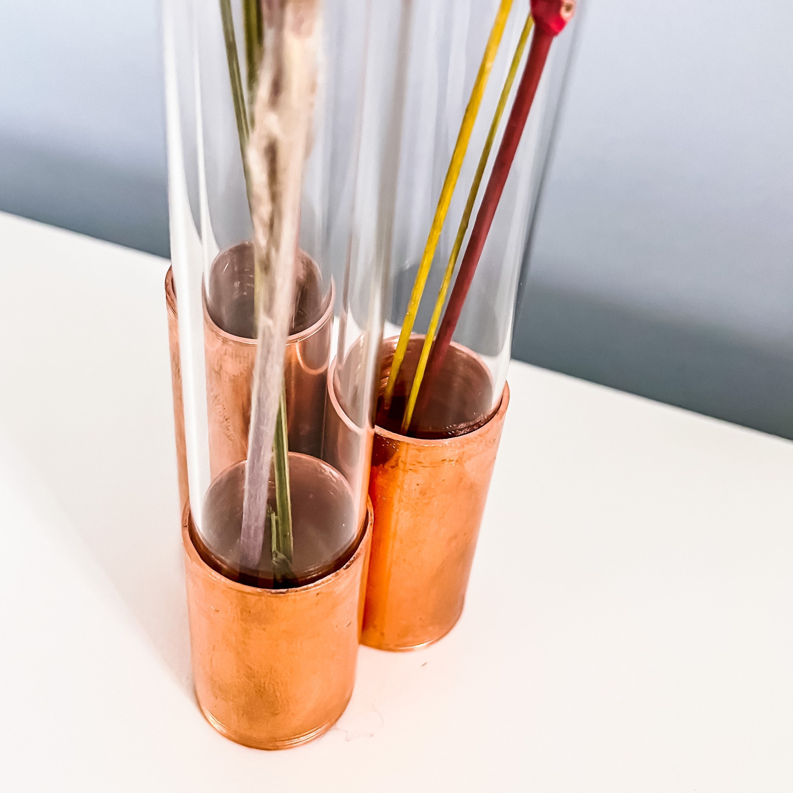 Copper Vases Set of 3, Mini Vases Made of Copper Tube and Test Tube ...