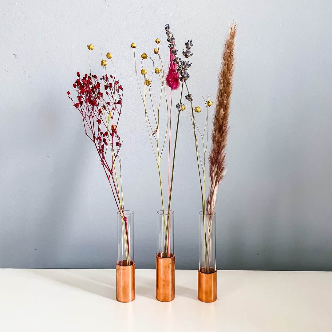 Copper Vases Set of 3, Mini Vases Made of Copper Tube and Test Tube ...