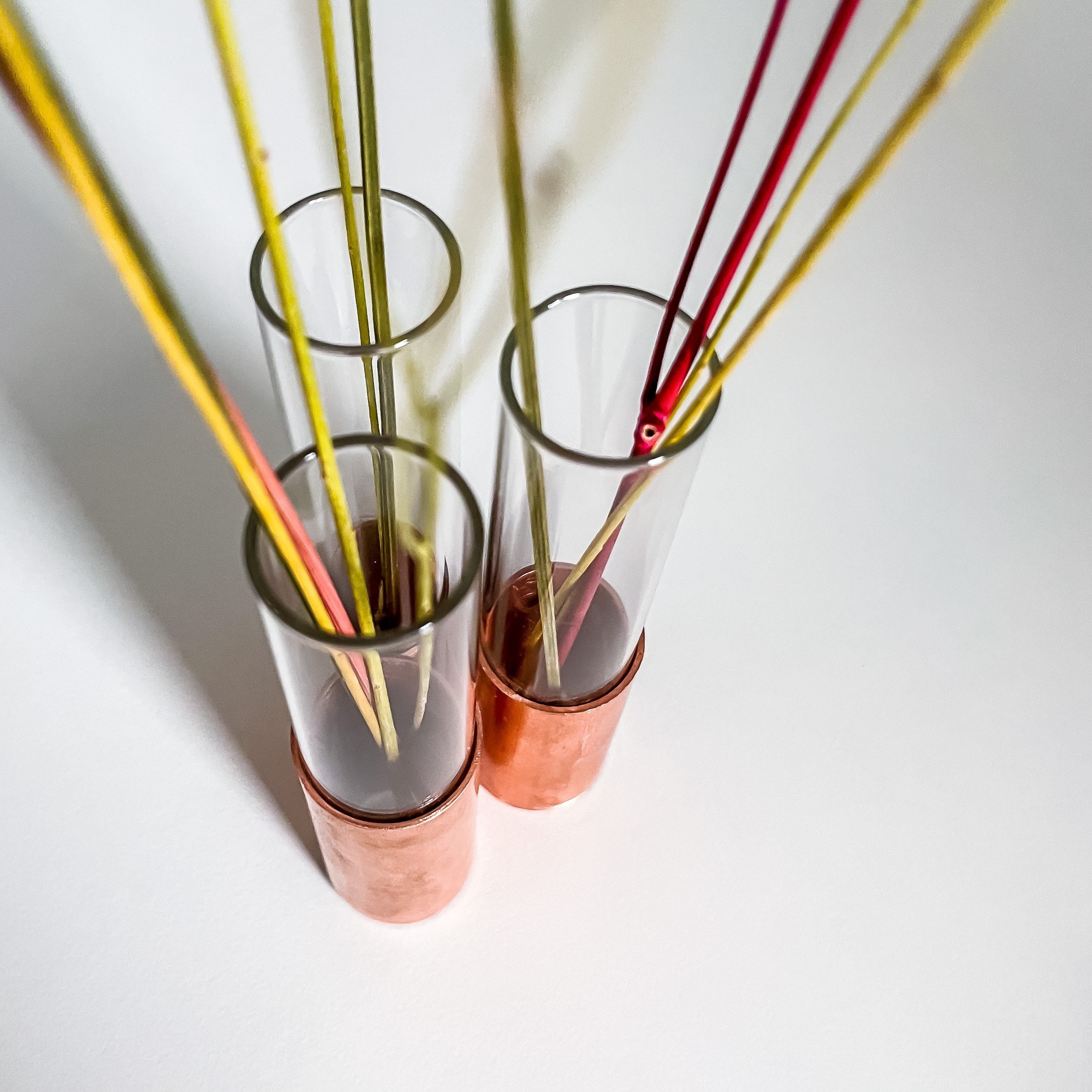 Copper Vases Set of 3, Mini Vases Made of Copper Pipe and Test Tube ...