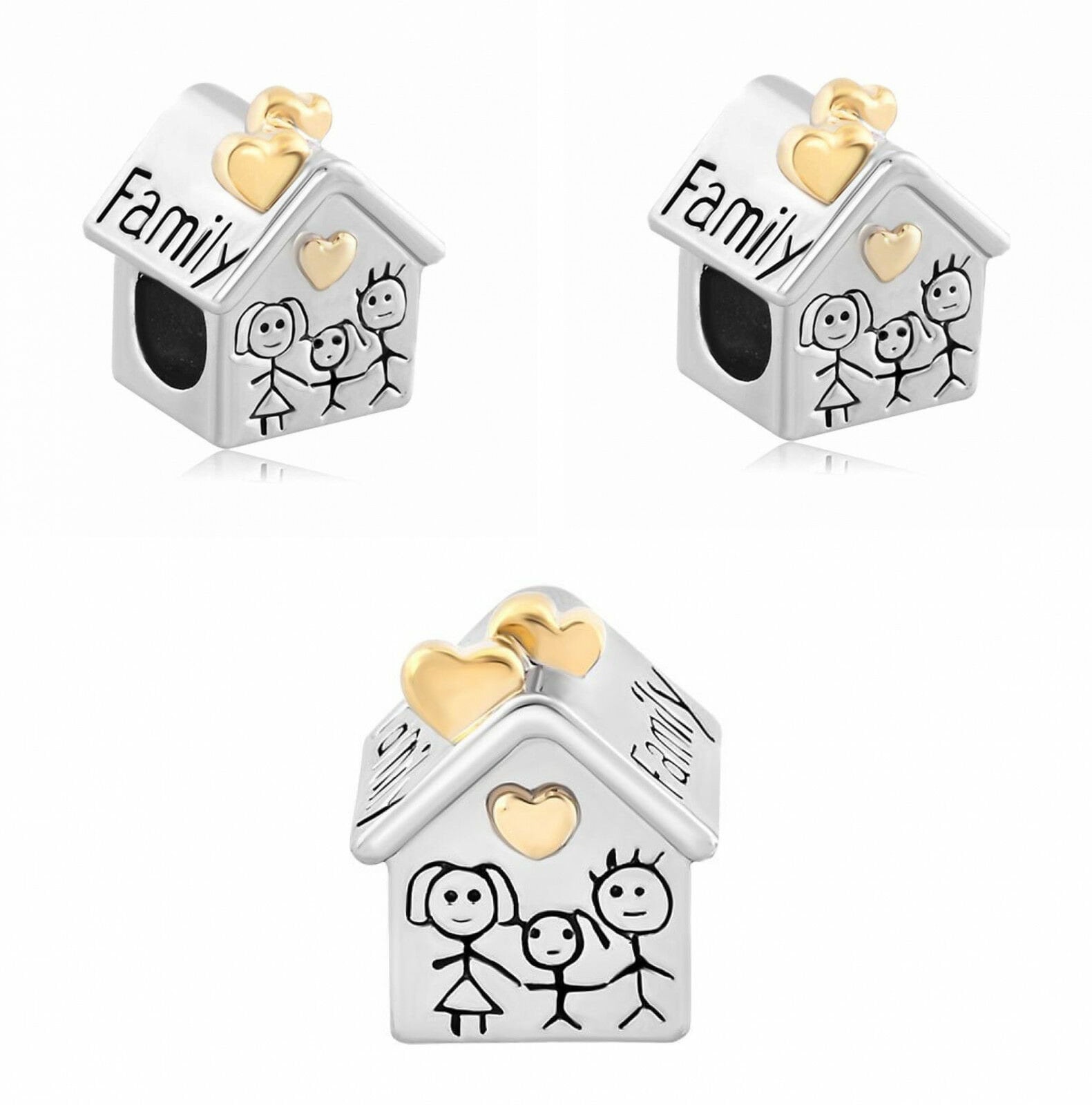 Pandora Style Family Home Silver Charm Father Mother and | Etsy