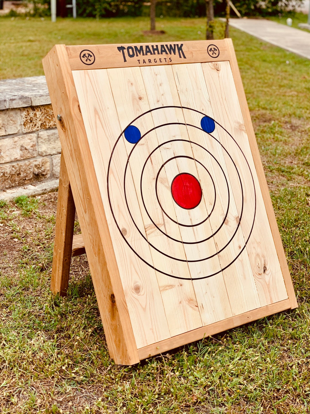 4-ring Tomahawk Target Axe and Knife Throwing Target Foldable Lawn Game ...