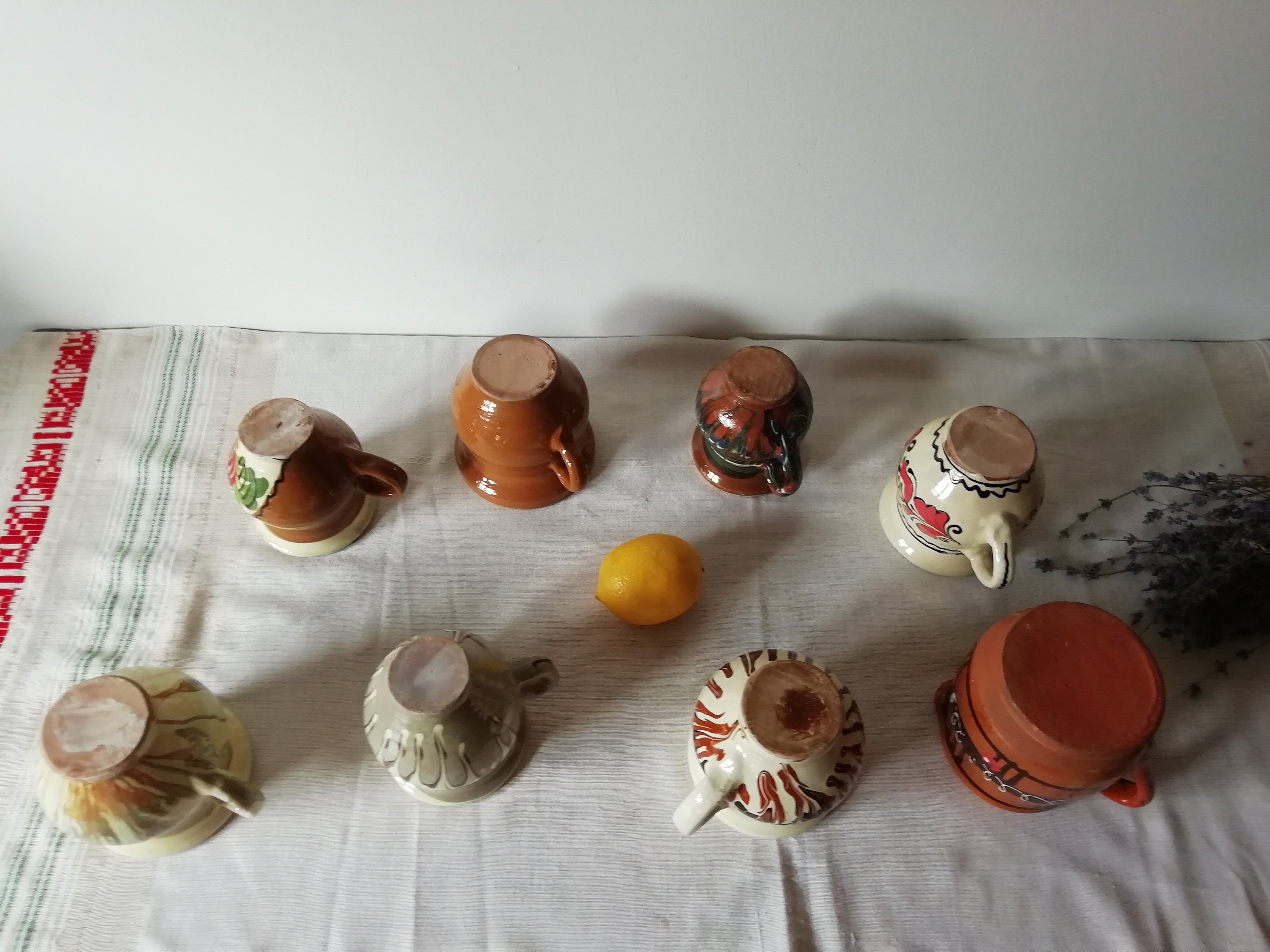 Antique Clay Water Milk Tea Coffee Mugs, Primitive Ceramic Cups, Old ...