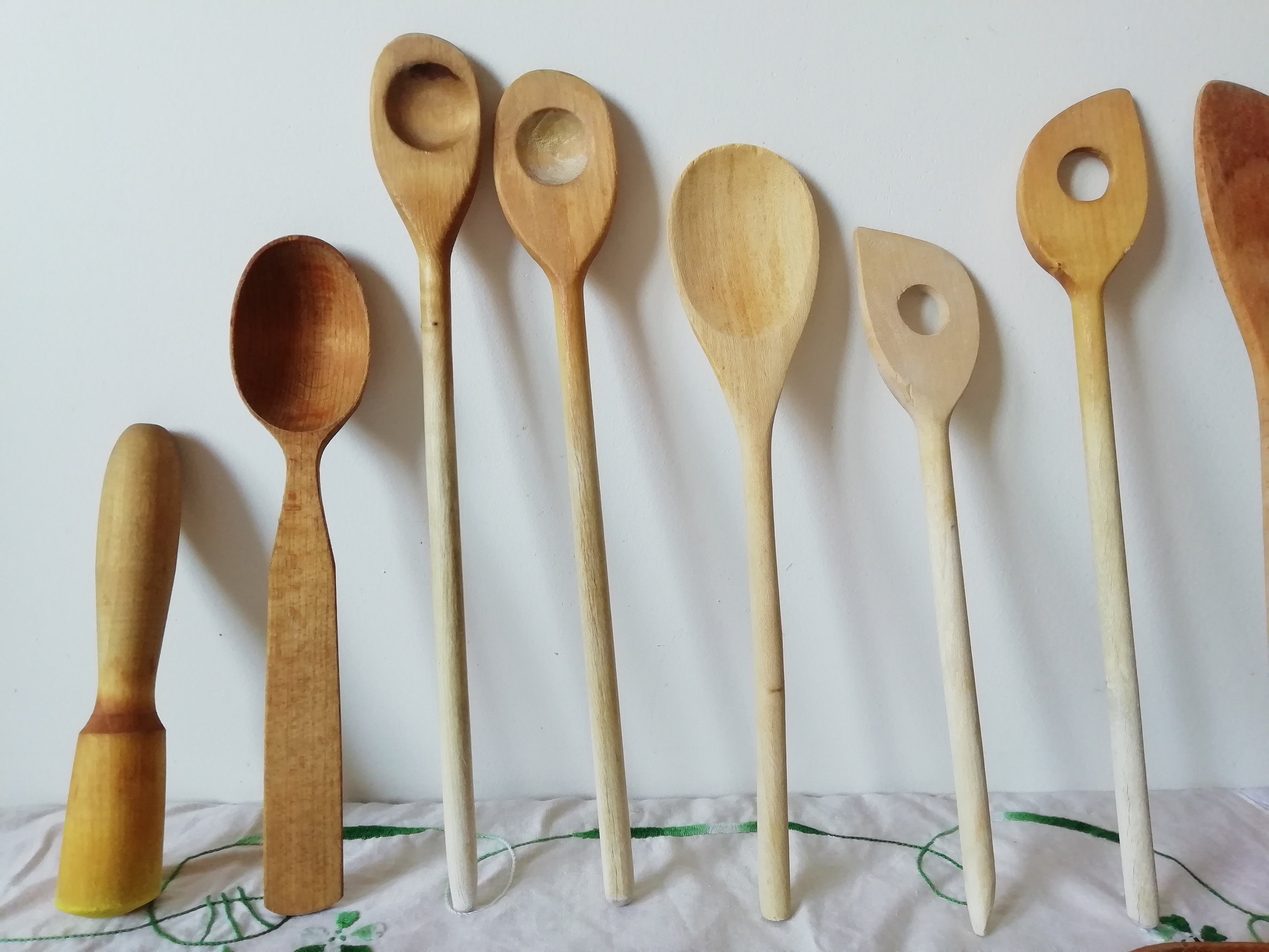 Set of 19 Vintage Wooden Kitchen Utensils: Antique Primitive Wood ...