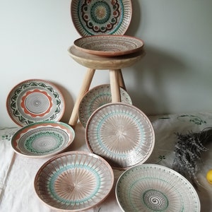 Hand Made Clay Plates Vintage Traditional Romanian Wall Hanging Decor ...