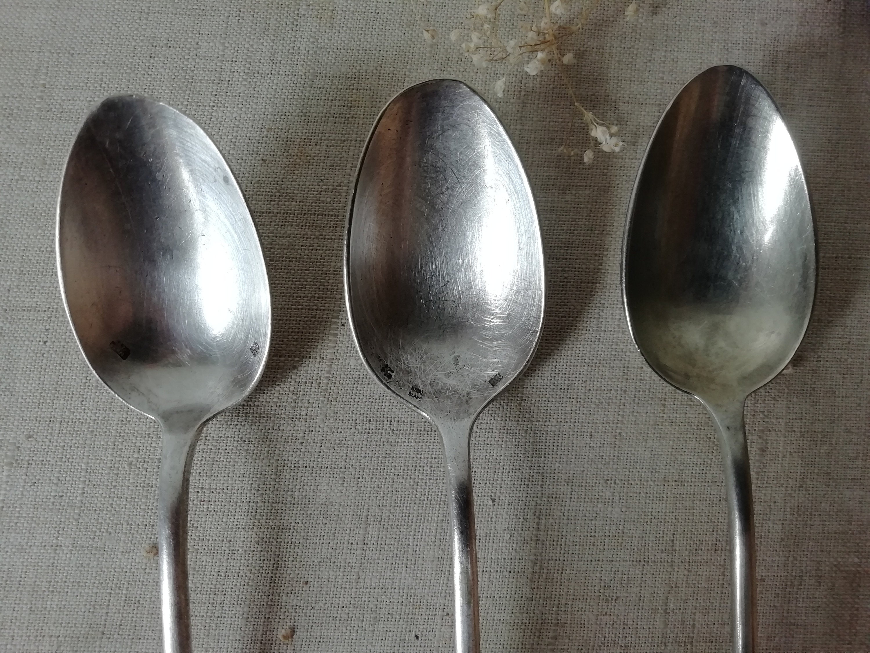 Antique French Silver Plated Tea Spoons Set of 3, Food Photography ...