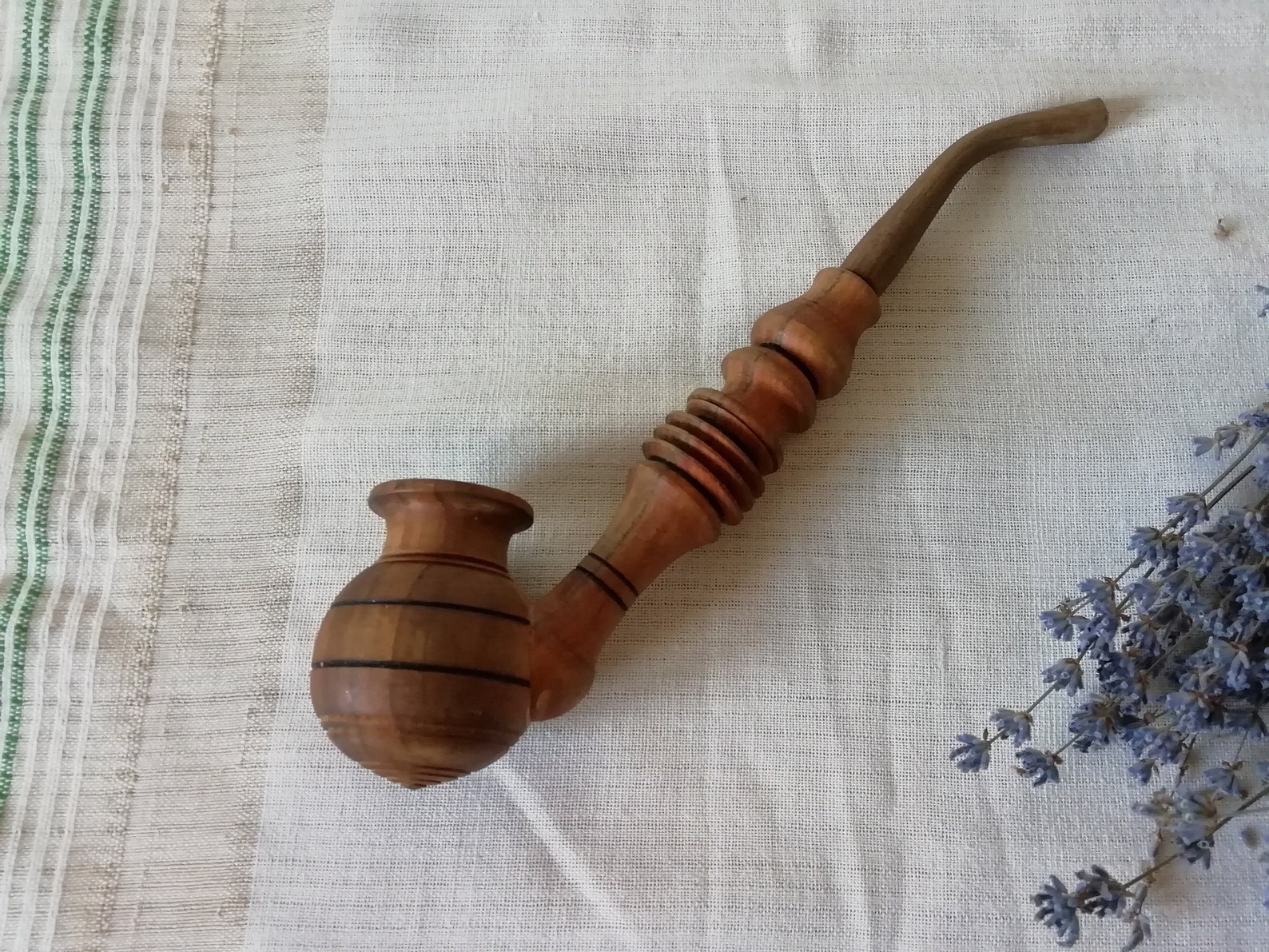 Rustic Hand Carved Wooden Smoking Pipe, Collectible Vintage Wood Pipe ...