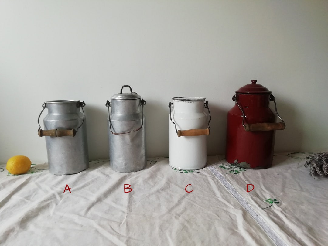 Enamel or Aluminum Milk Can, Romanian Vintage Jug, Milk Pail With ...