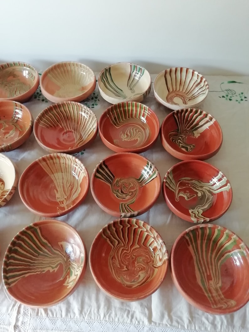 Antique Clay Bowls Vintage Handmade Ceramic Plates Rustic - Etsy