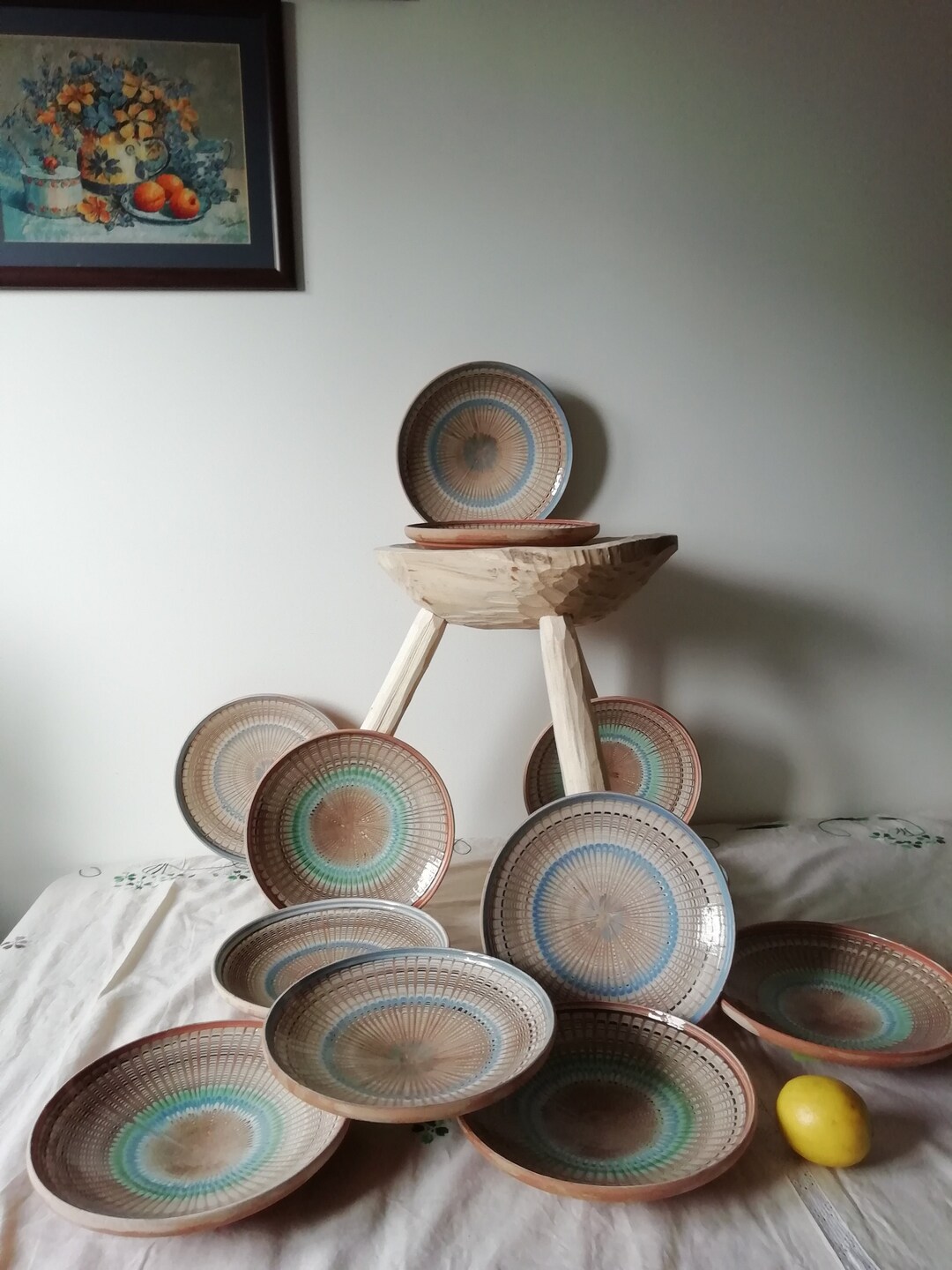 Hand Made Clay Plates Vintage Traditional Romanian Wall Hanging Decor ...