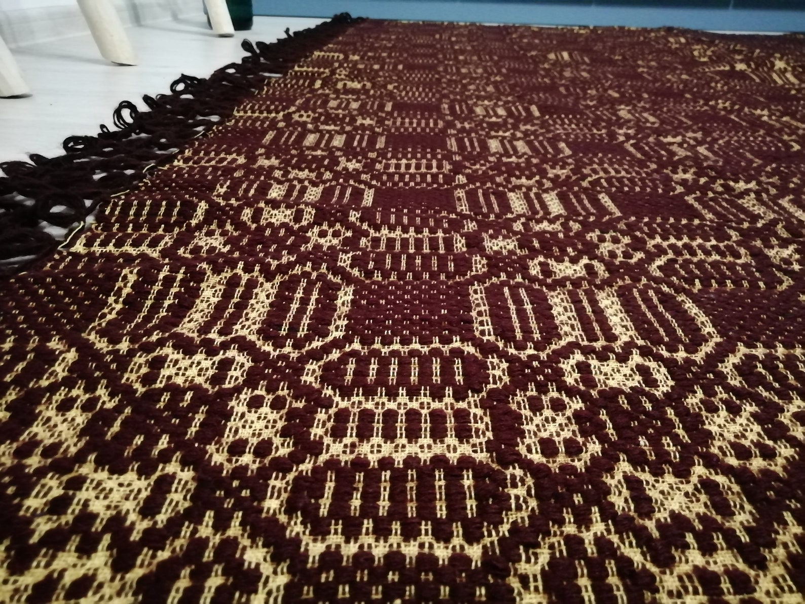 Vintage Romanian Bed Cover Antique Wool Carpet Rustic Bedspread Folk ...