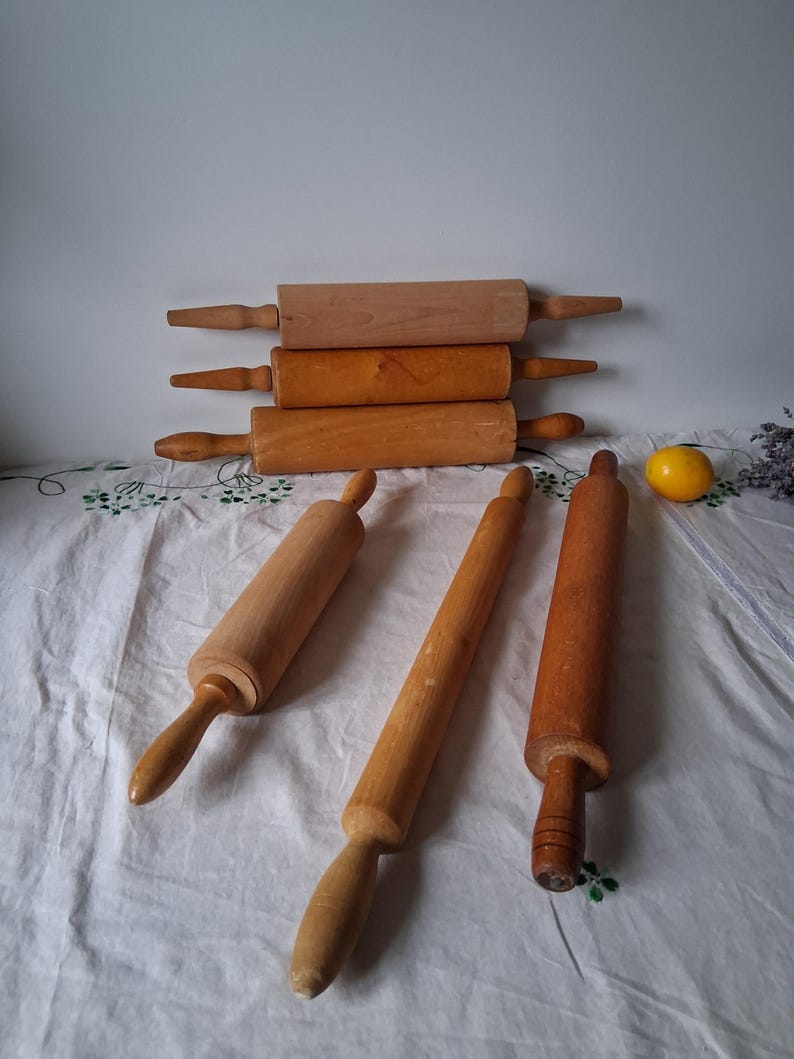 Large Vintage Wooden Rolling Pins - Rustic Kitchen Utensils for Use or ...