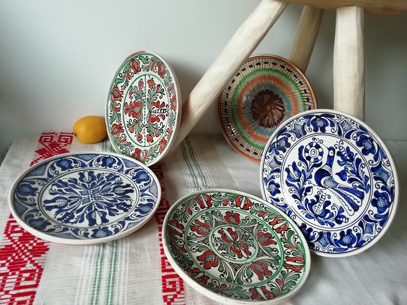 Traditional Romanian Hand Made Clay Plates Wall Hanging Decor - Etsy