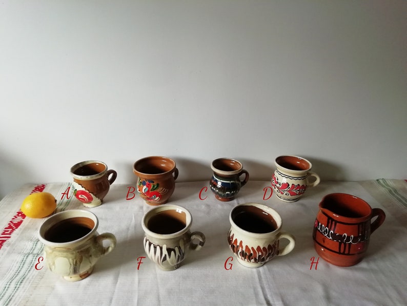 Antique Clay Water Milk Tea Coffee Mugs, Primitive Ceramic Cups, Old ...