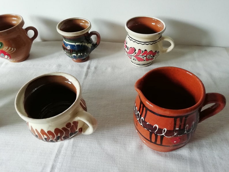 Antique Clay Water Milk Tea Coffee Mugs, Primitive Ceramic Cups, Old ...