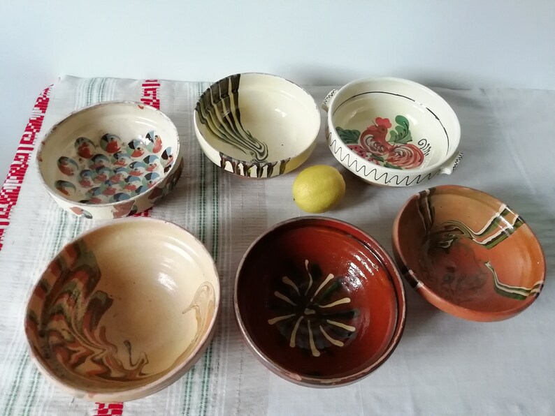 Vintage Clay Bowls Antique Primitive Handmade Ceramic Plate - Etsy