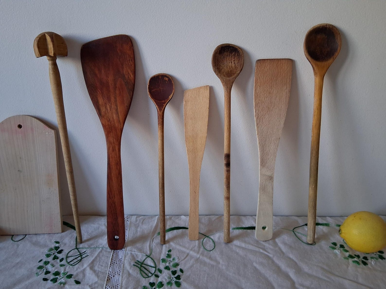Mix of 12 Wooden Rustic Kitchen Utensils, Romanian Hand Carved Vintage ...